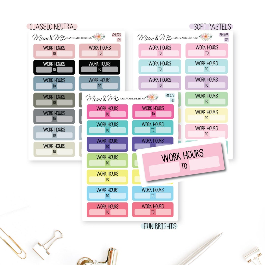 Work Hours Planner Stickers, Work Stickers, Work Hours Tracker Stickers ...