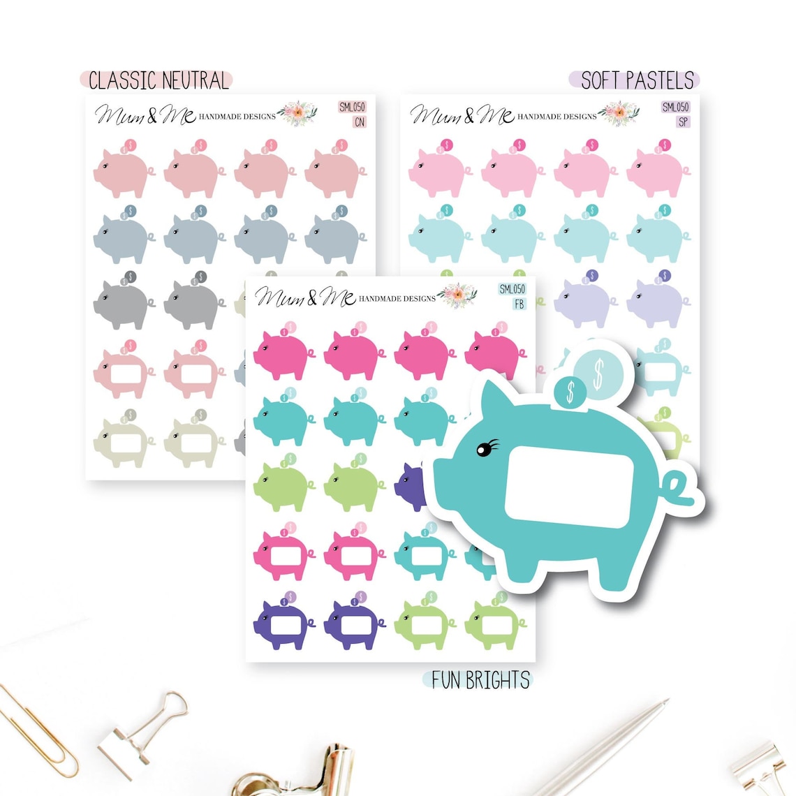 Savings Stickers Savings Tracker Planner Stickers Piggy Bank | Etsy ...