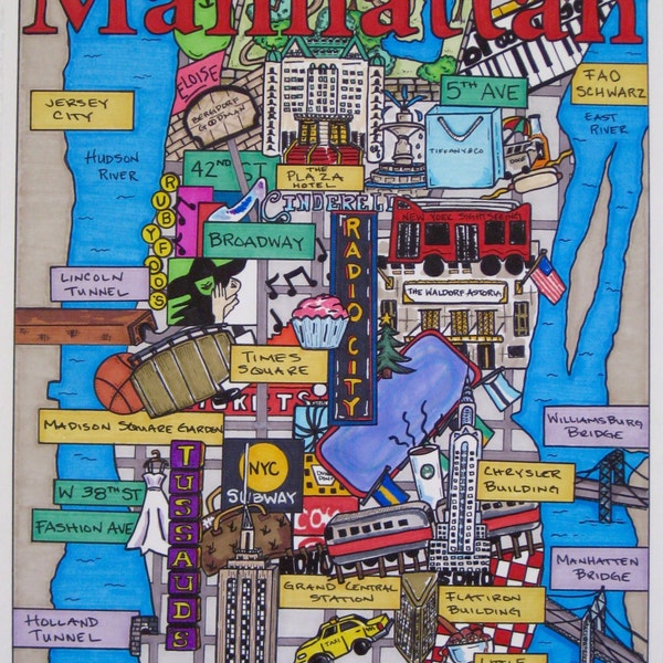 Manhattan Map - Etsy
