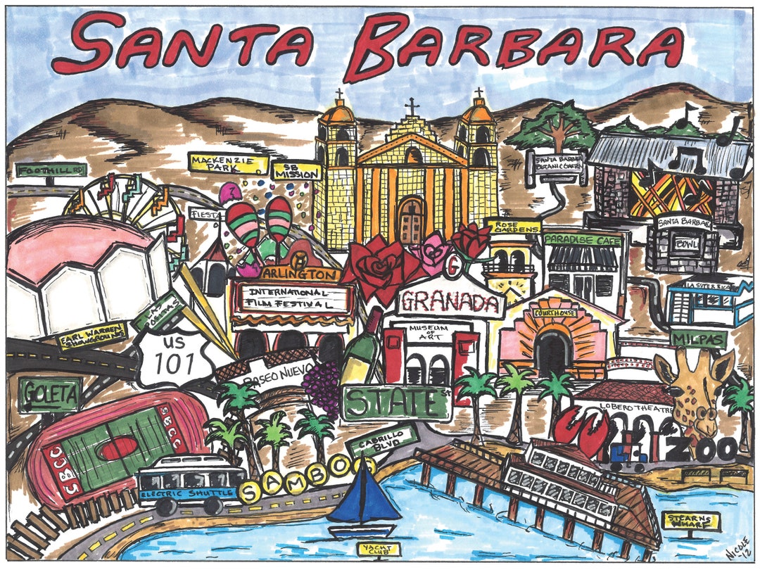 Santa Barbara Map-print - Etsy