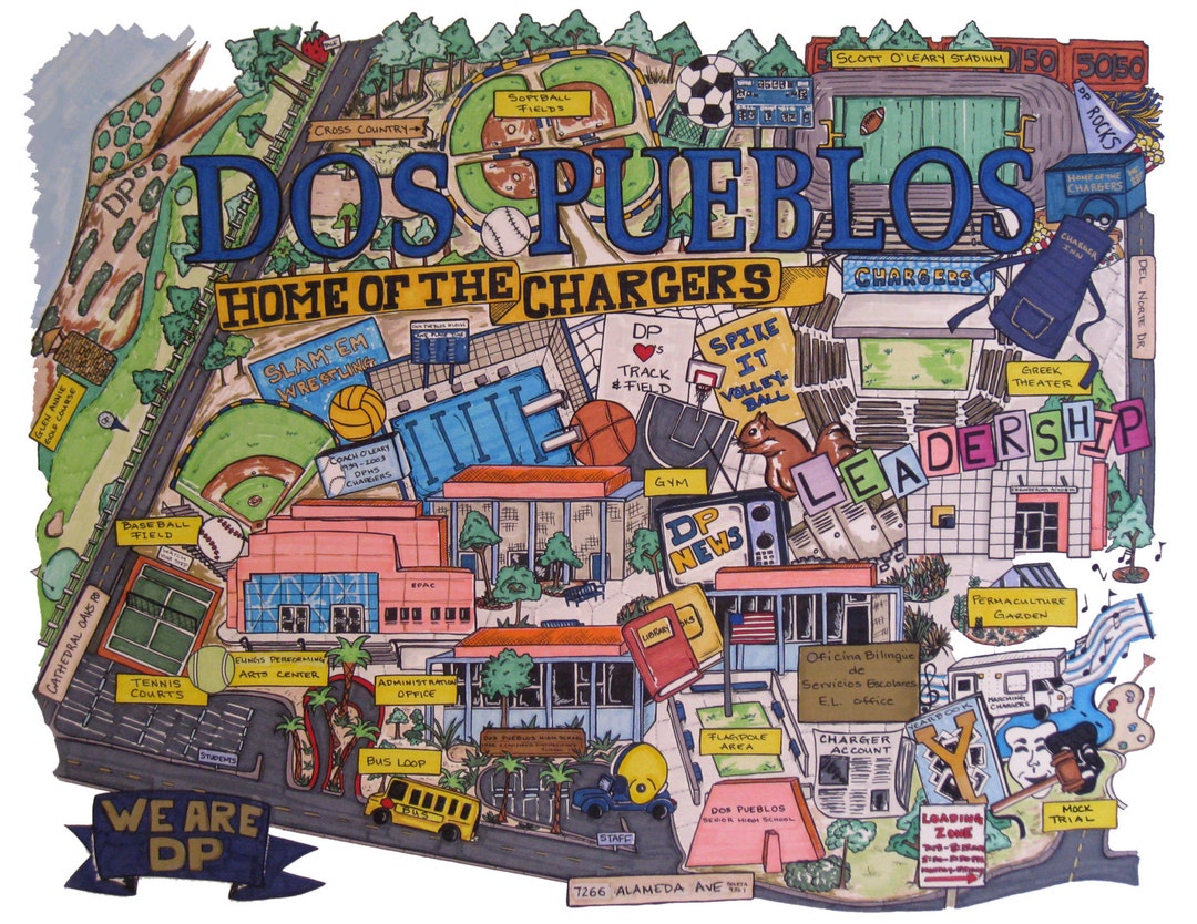 Dos Pueblos Map Framed - Etsy