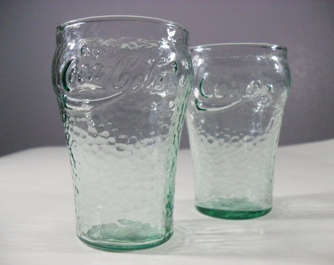 Vintage Coca Cola Green Glasses, Pair of Coke Glasses, Small Pebbled ...