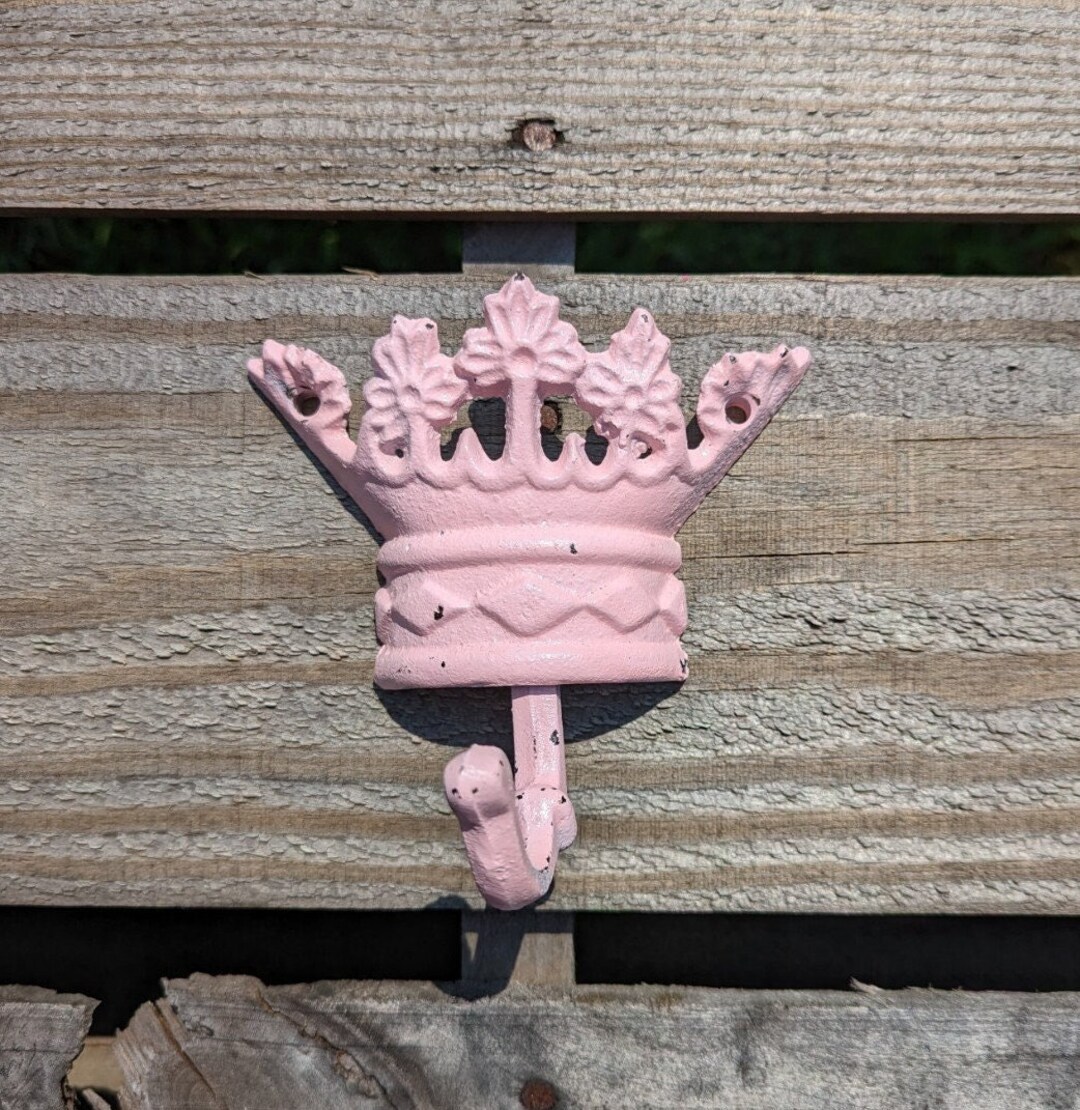 Wall Hook Cast Iron Crown Wall Hook Distressed Metal Girls Room Wall ...