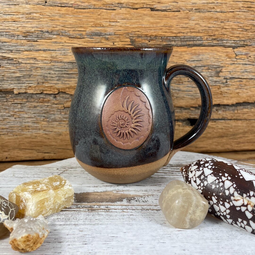 Large Ceramic Nautilus Shell Coffee Mug / Handmade Pottery Tea Mug Sea ...