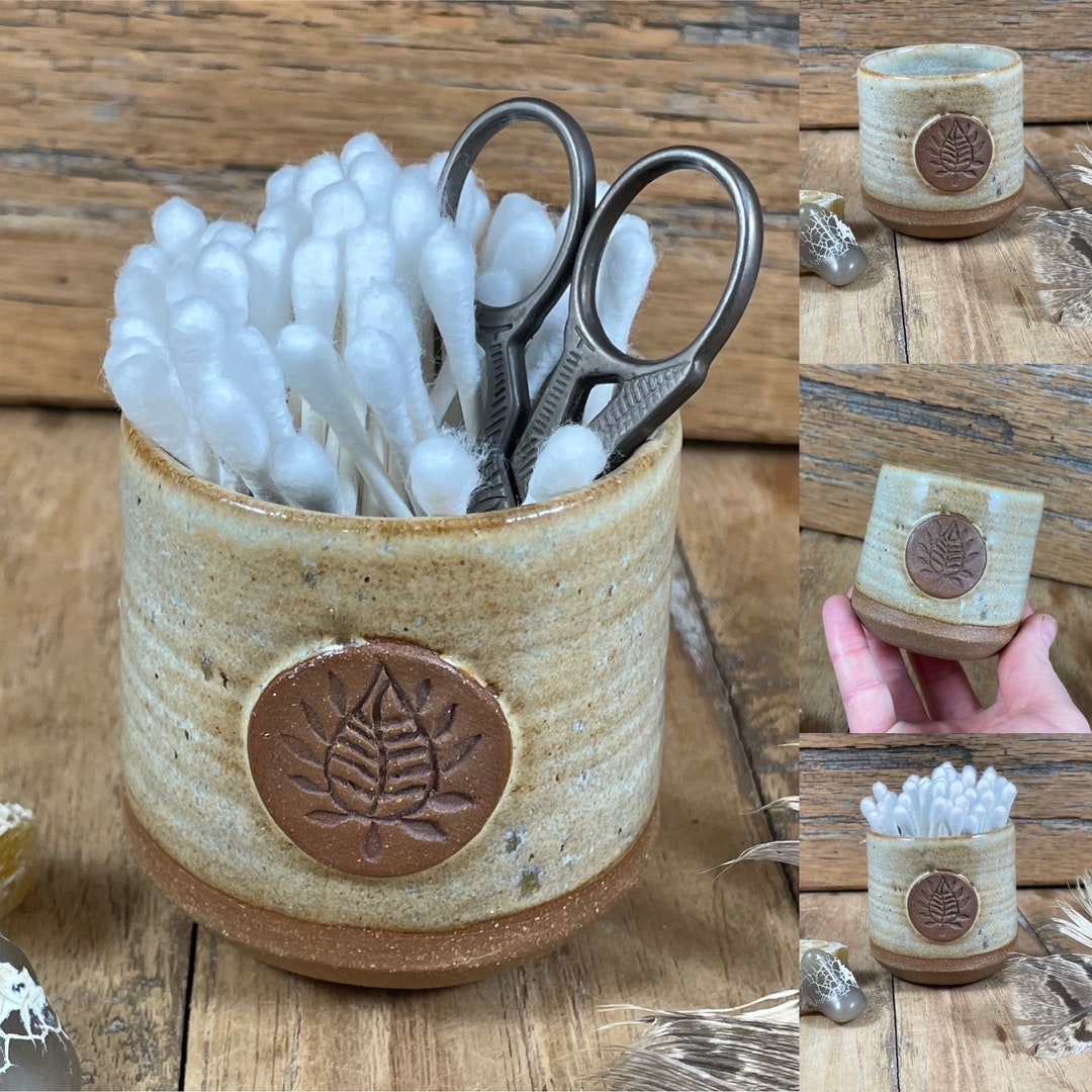 Ceramic Storage Dish / Handmade Pottery Ear Swab Dish / Rustic Cream ...
