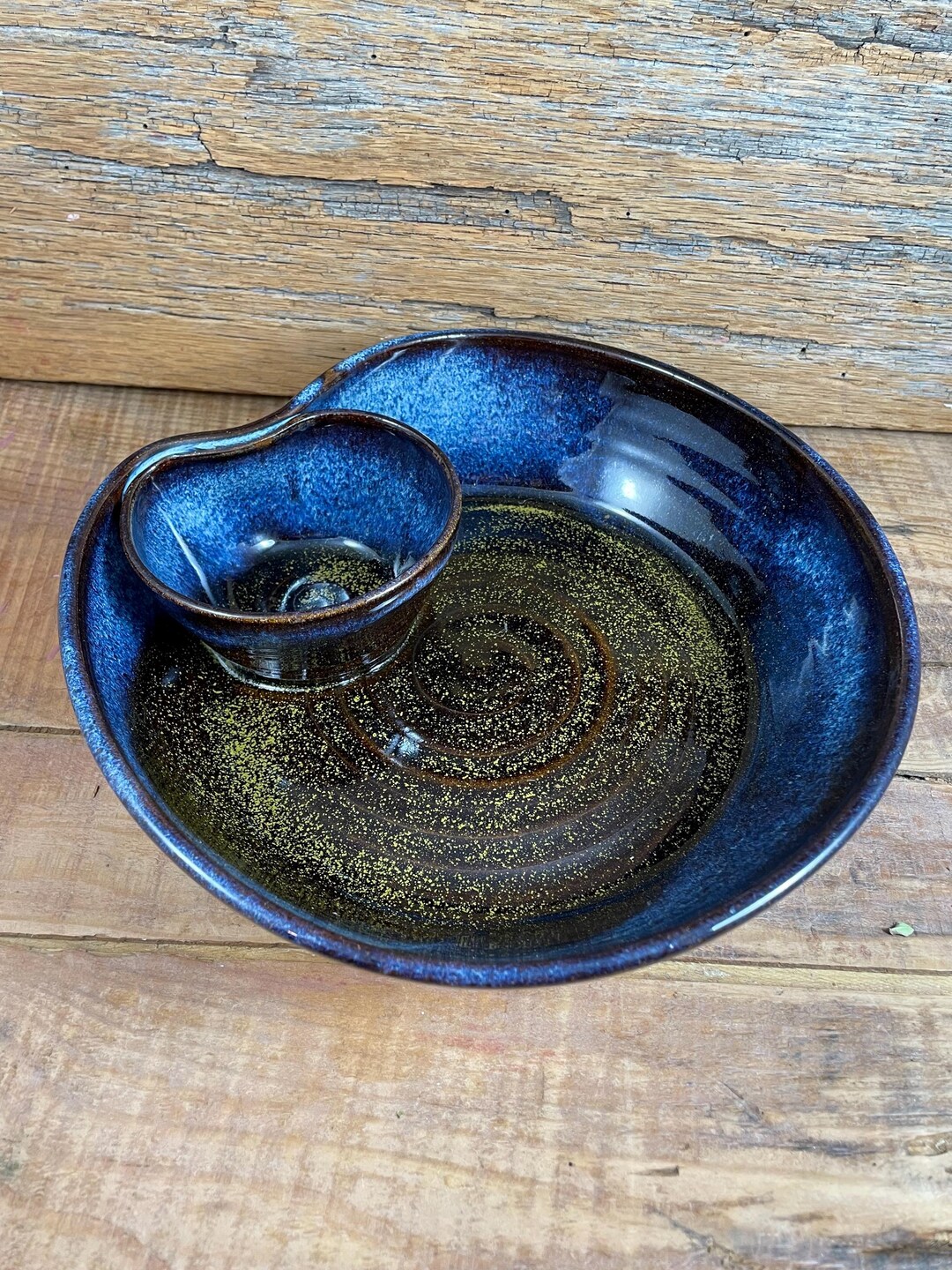 Ceramic Chip and Dip Serving Dish / Unique Wedding Gift / Pottery Chip ...