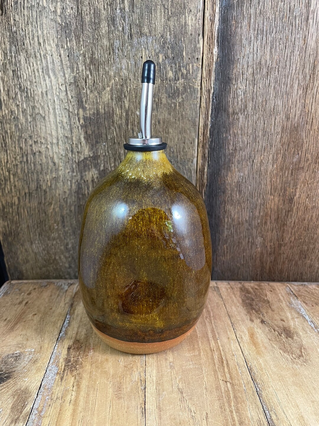 Ceramic Oil Dispenser / Handmade Pottery Oil or Vinegar Bottle / Maple ...