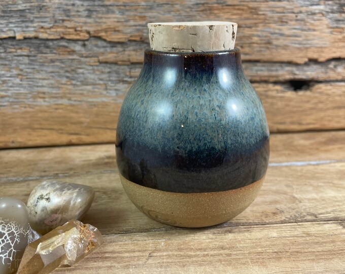 Corked Pottery Jar / Ceramic Spice Jar / Glazed Stoneware Loose Tea Jar ...