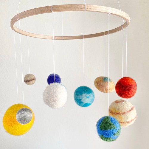 Felted Solar System Ceiling Mobile for Baby's Nursery | Etsy
