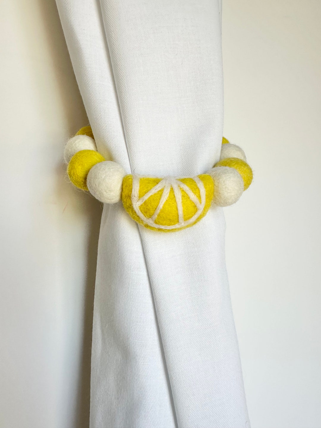 Customizable Citrus Curtain Tie Backs - Felt Ball Fruit Curtain Ties ...