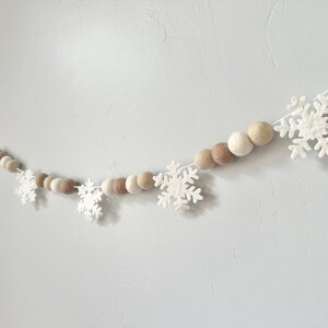 Customizable Snowflake Felt Ball Garland - Wool Felted Snow Flake ...