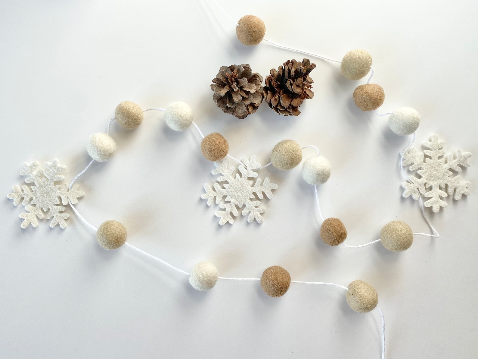 Customizable Snowflake Felt Ball Garland Wool Felted Snow - Etsy