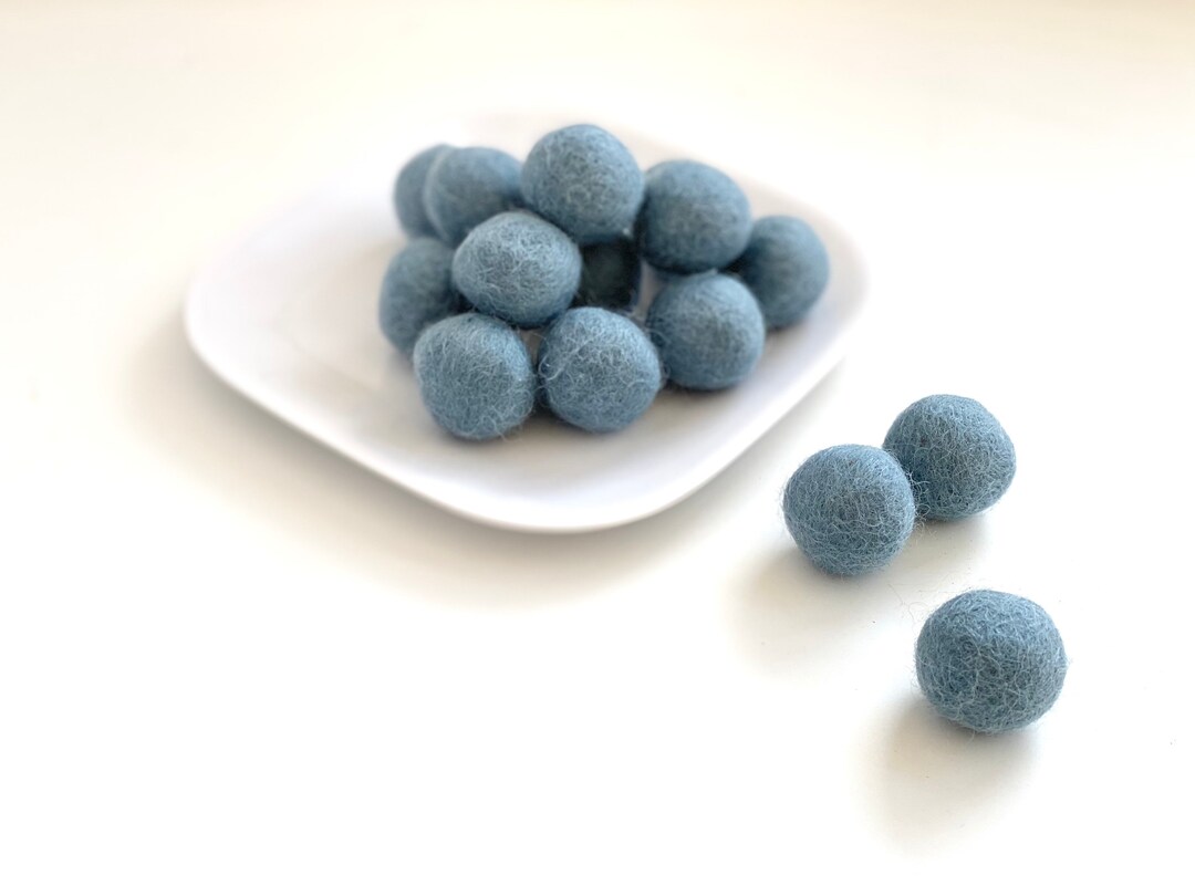 Blue Grey Felt Balls 2.5 cm felted wool balls for holiday crafts ...
