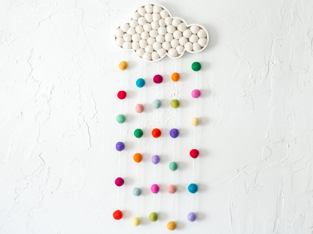 Customizable Colorful Rain Cloud Wall Hanging - Bright Raining Storm ...