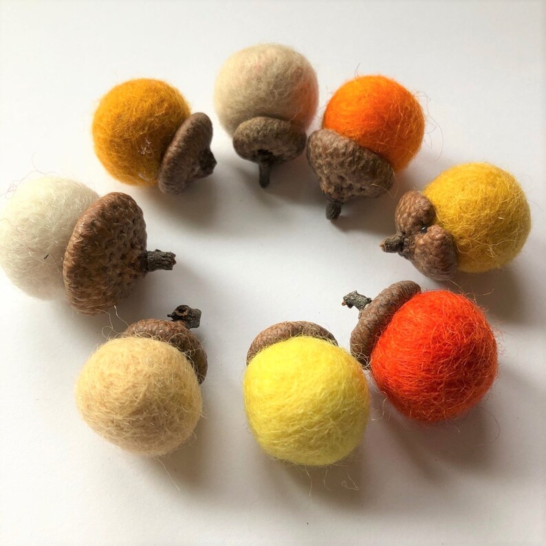 Custom Felted Wool Acorns - Loose Acorn Ornaments or Garland - Fall ...