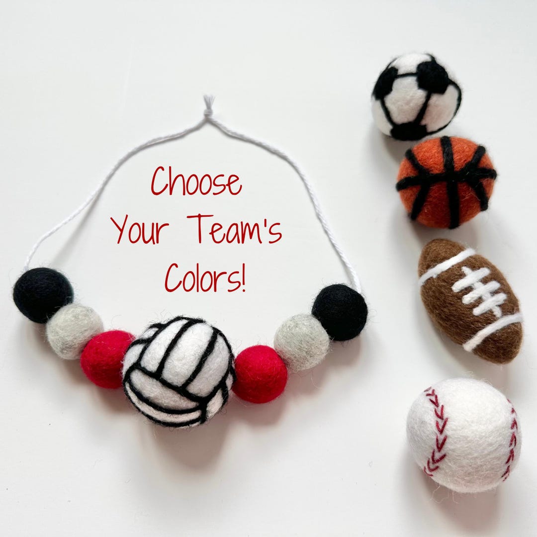 Customized Felt Ball Sport Necklace - Kids Colorful Felted Beads ...