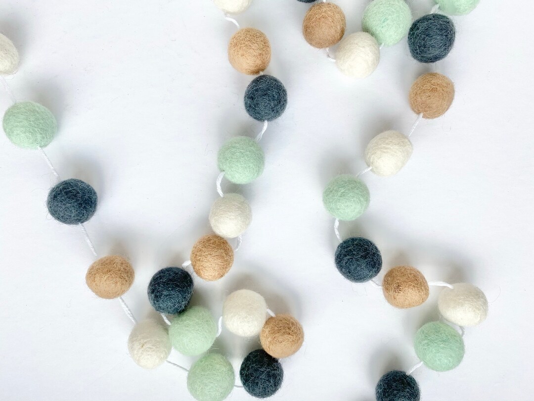 Custom Mint & Neutrals 2.5 Cm Pom Garland - Customizable Bunting in ...