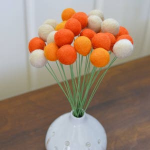 Shades of Orange Felt Ball Flower Bouquet - Custom Wool Craspedia for ...
