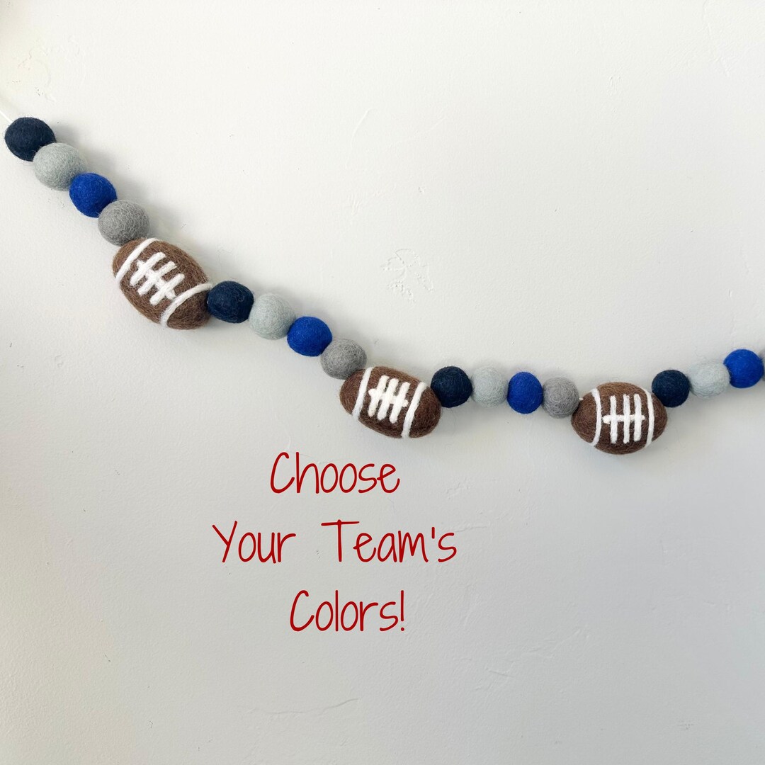 Customizable Wool Football Fan Garland - Felt Foot Ball Bunting - Fall ...