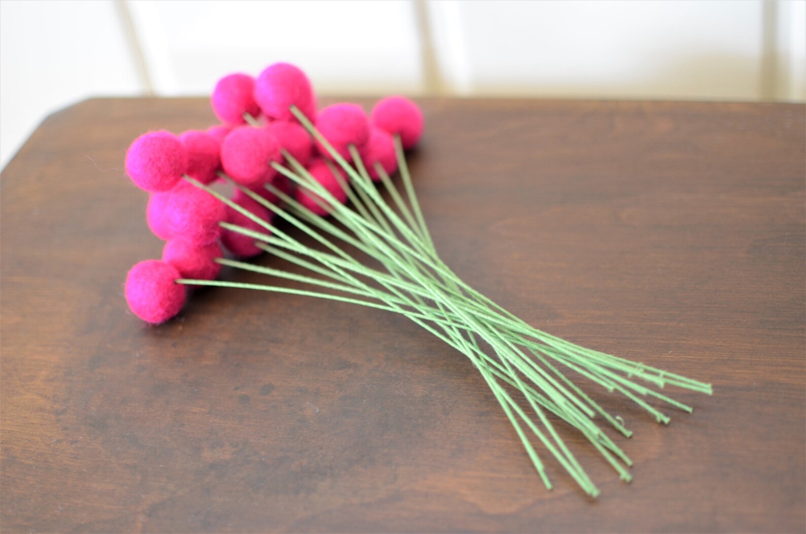 Valentines Hot Pink Felt Ball Love Bouquet - Custom Neon Pink Wool ...