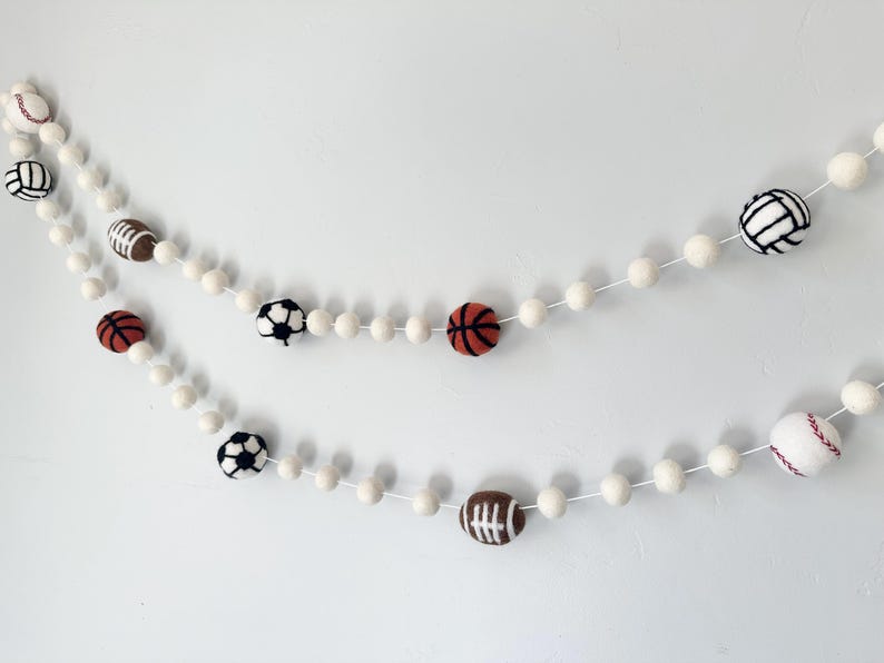 Customizable Wool Sports Fan Garland - Felt Sport Bunting - Boys Room ...