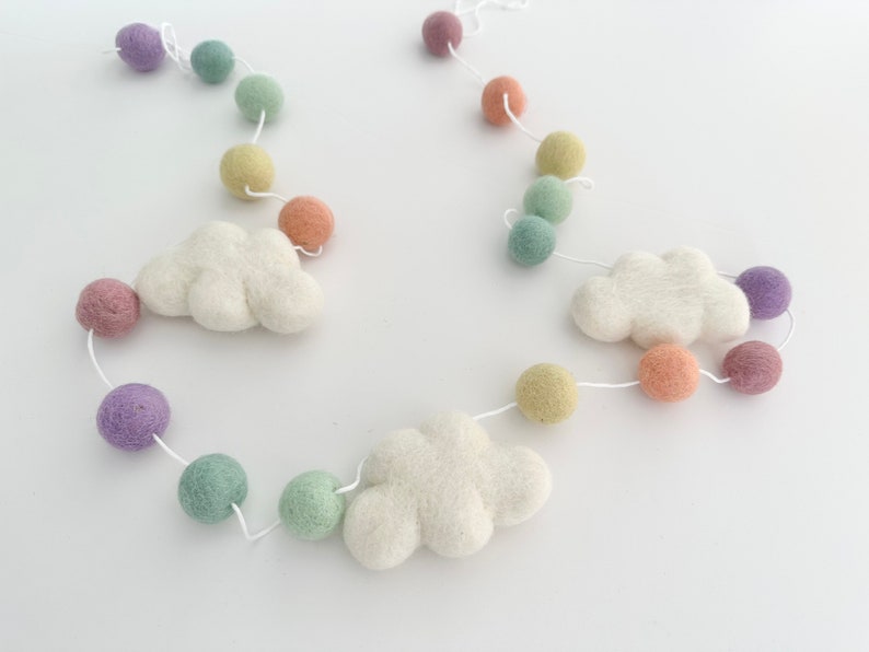 Customizable Pastel Rainbow Cloud Garland Sky Felt Ball - Etsy