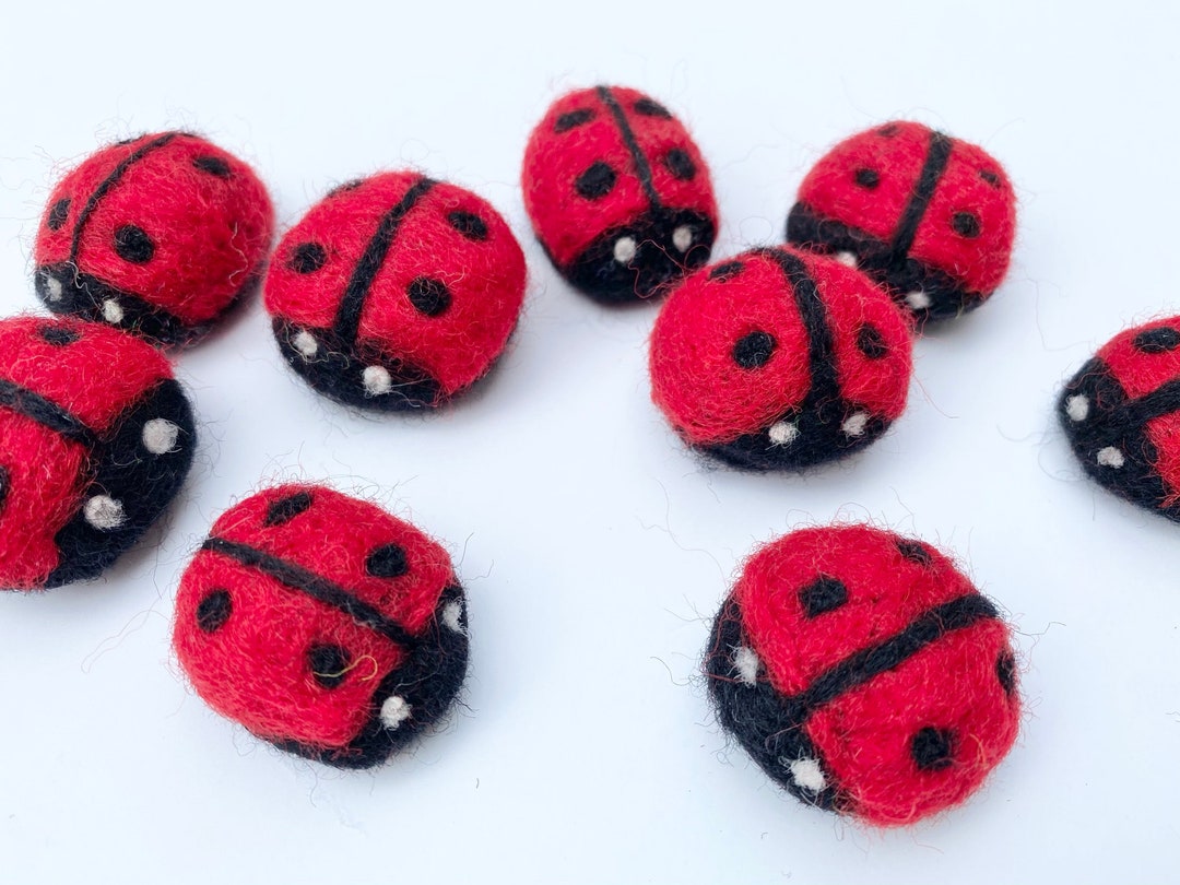 Felted Red Lady Bug - Wool Felt Ladybug for Crafting Garlands, Mobiles ...