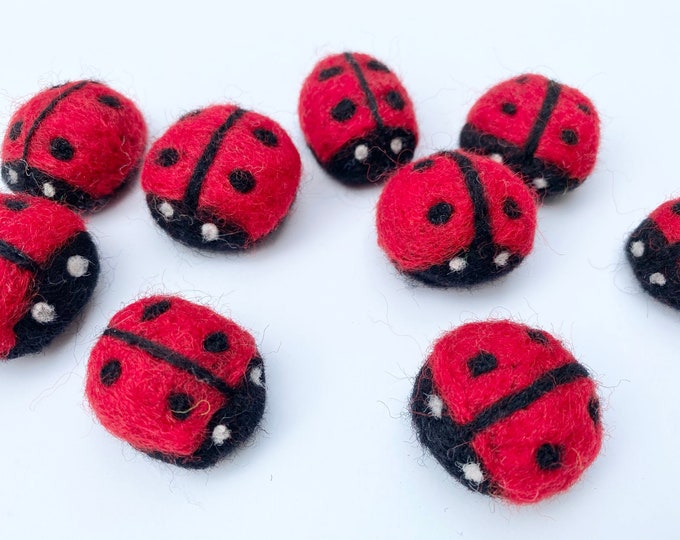 Felted Red Lady Bug - Wool Felt Ladybug for Crafting Garlands, Mobiles ...