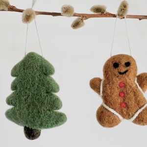 Gingerbread Man And/or Evergreen Tree Ornament - Felt Cookie for ...
