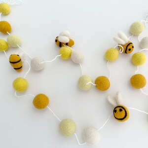 Bright Bumble Bee Garland Gold Yellows White Felt Ball Honey Bee Banner ...