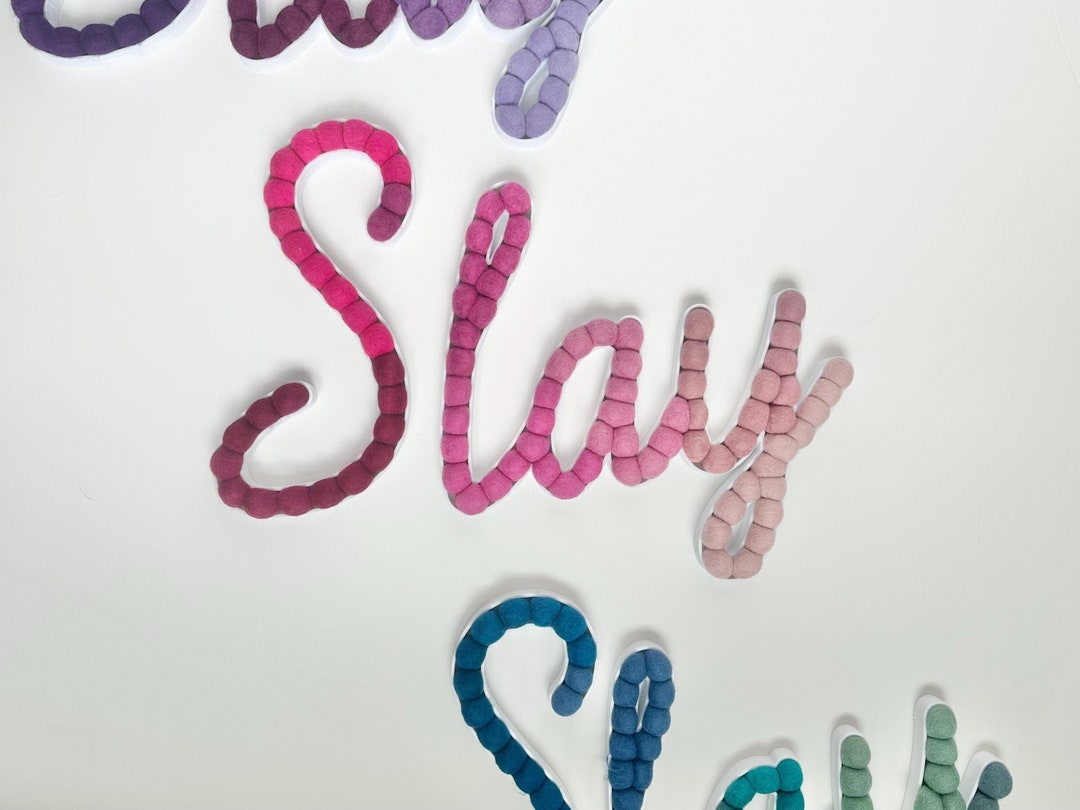 Customizable SLAY Wall Hanging - Colorful Cursive Word Art for Kids ...