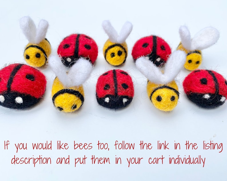 Felted Red Lady Bug - Wool Felt Ladybug for Crafting Garlands, Mobiles ...