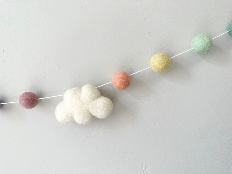 Customizable Pastel Rainbow Cloud Garland Sky Felt Ball - Etsy