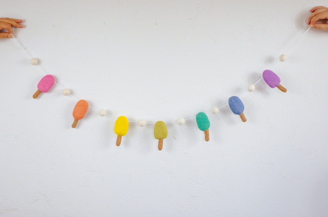 Customizable 7 Rainbow Popsicles Garland - Bright Pastel Summer Treat ...