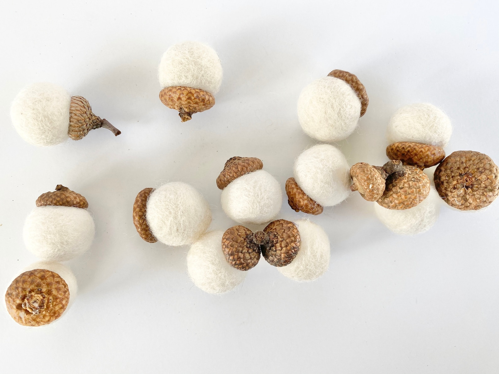 White Felted Acorns Choose From Acorns Acorn Ornaments | Etsy