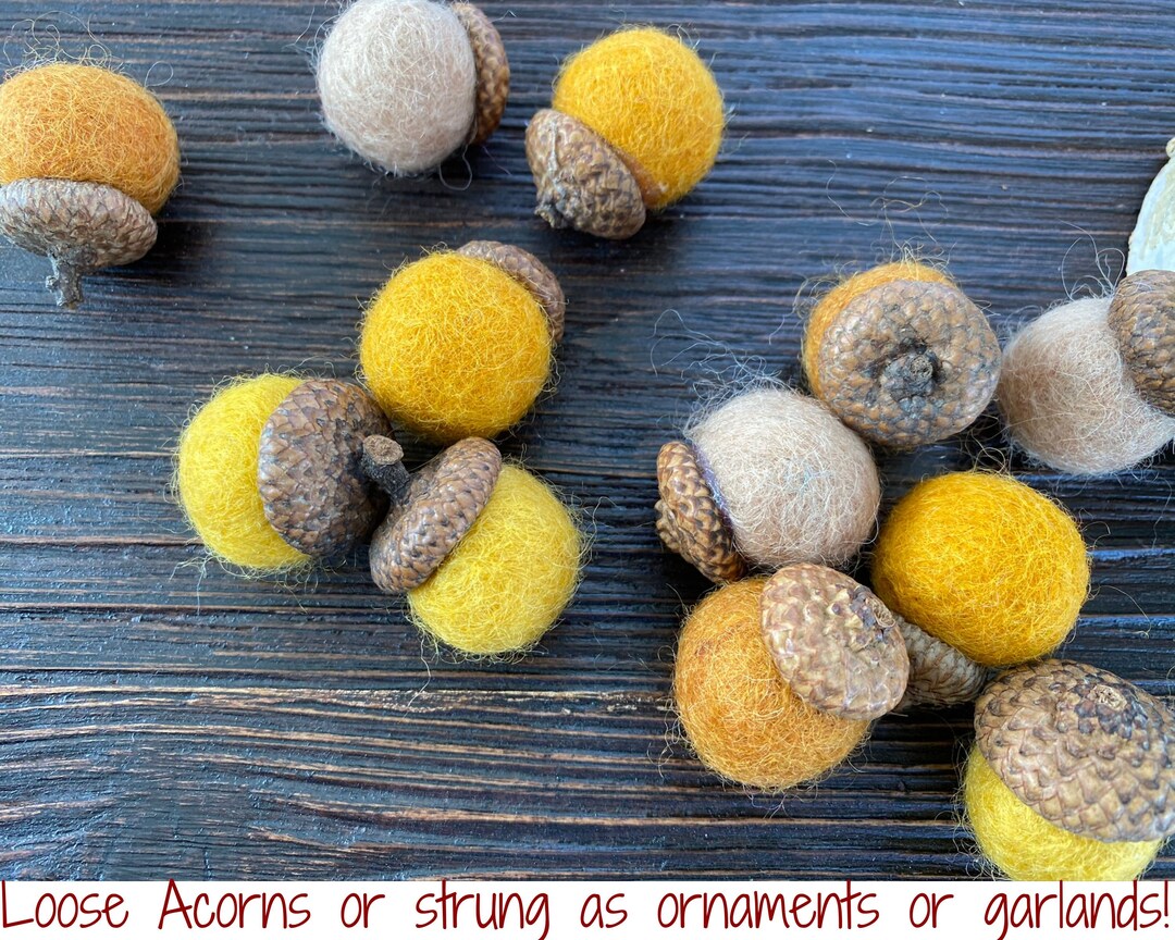Custom Shades of Gold Felted Wool Acorns - Acorn Ornament - Acorn ...