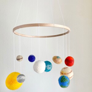 Felted Solar System Ceiling Mobile for Baby's Nursery - Wool Felt Sun ...