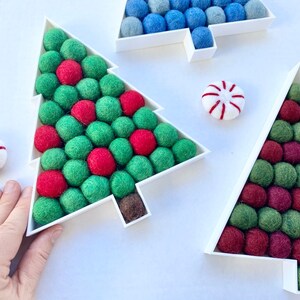 Customizable Felt Ball Christmas Tree - Shades of Green Wool Pom ...