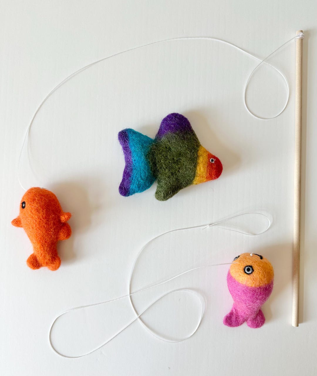Felt Fish Cat Kicker Toy - Wool Felted Goldfish on Cord With or W/o ...