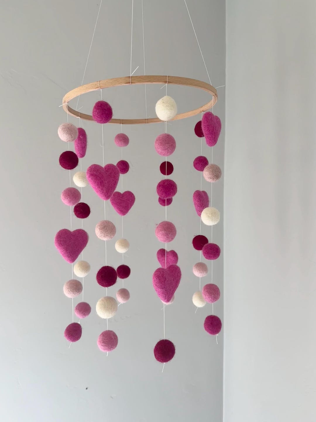 Customizable Heart Ceiling Mobile - Custom Cute Hearts Felt Nursery Art ...