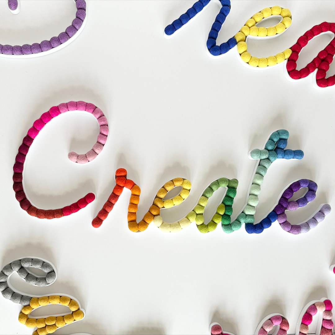 Customizable CREATE Felt Ball Letters - Custom Words for Craft Room ...