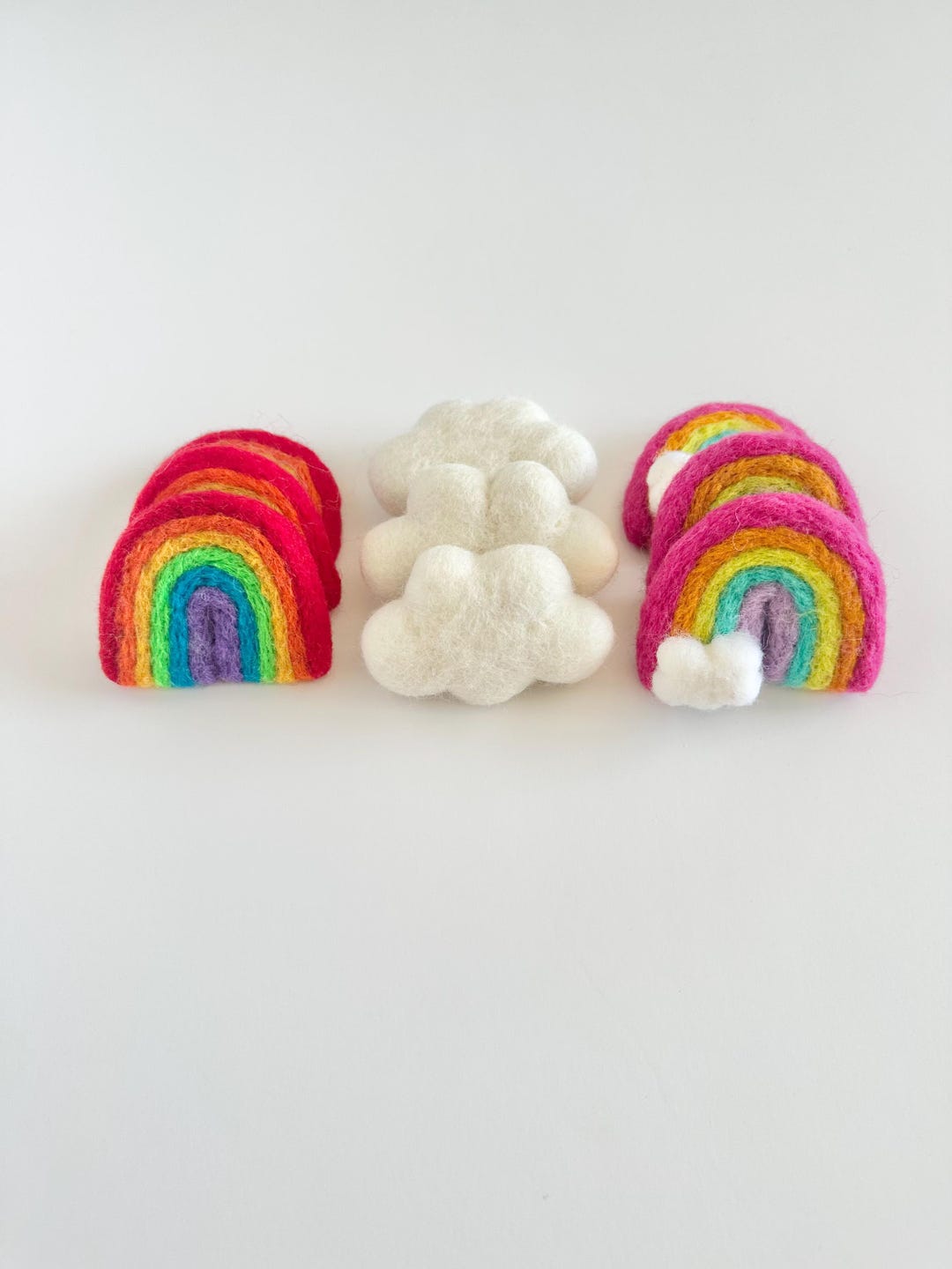 Wool Felted Rainbow & Cloud - Handmade Felt Sky Theme DIY Garland Craft ...