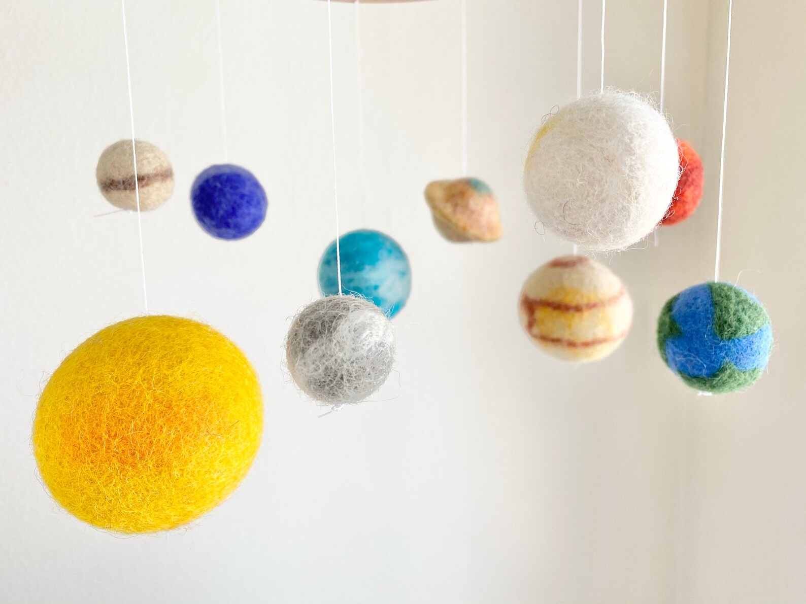 Felted Solar System Ceiling Mobile for Baby's Nursery - Wool Felt Sun ...
