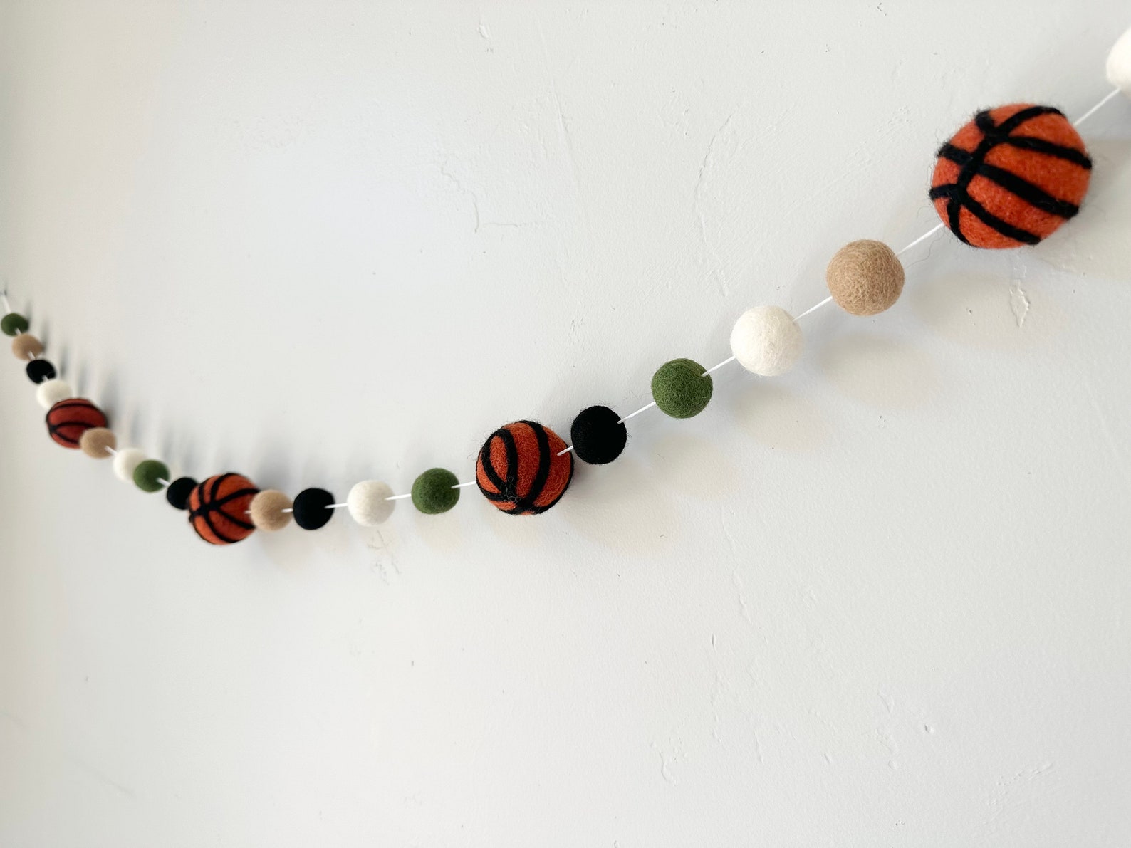 Customizable Wool Basketball Fan Garland - Felt Basket Ball Bunting ...