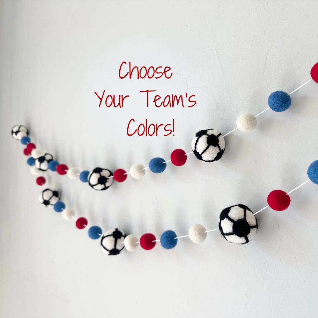Customizable Wool Soccer Garland - Felt Ball Futbol Bunting - Sports ...