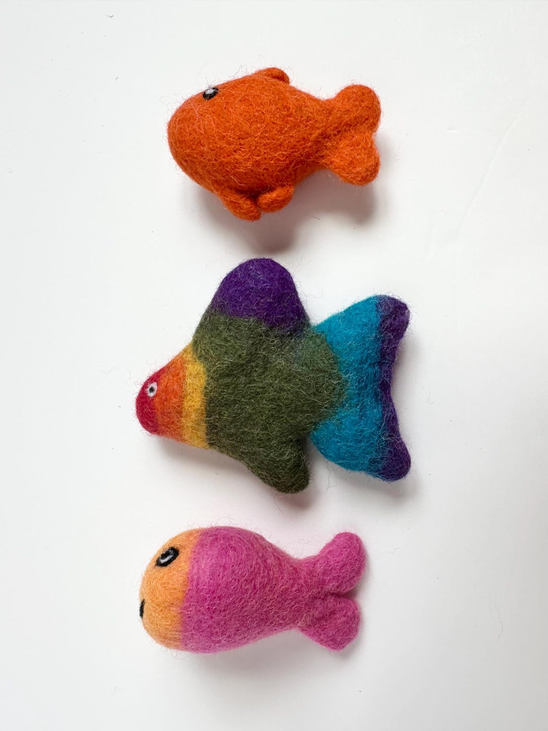 Wool Felted Fish - Smiley Pink Fish, Realistic Goldfish, Rainbow ...