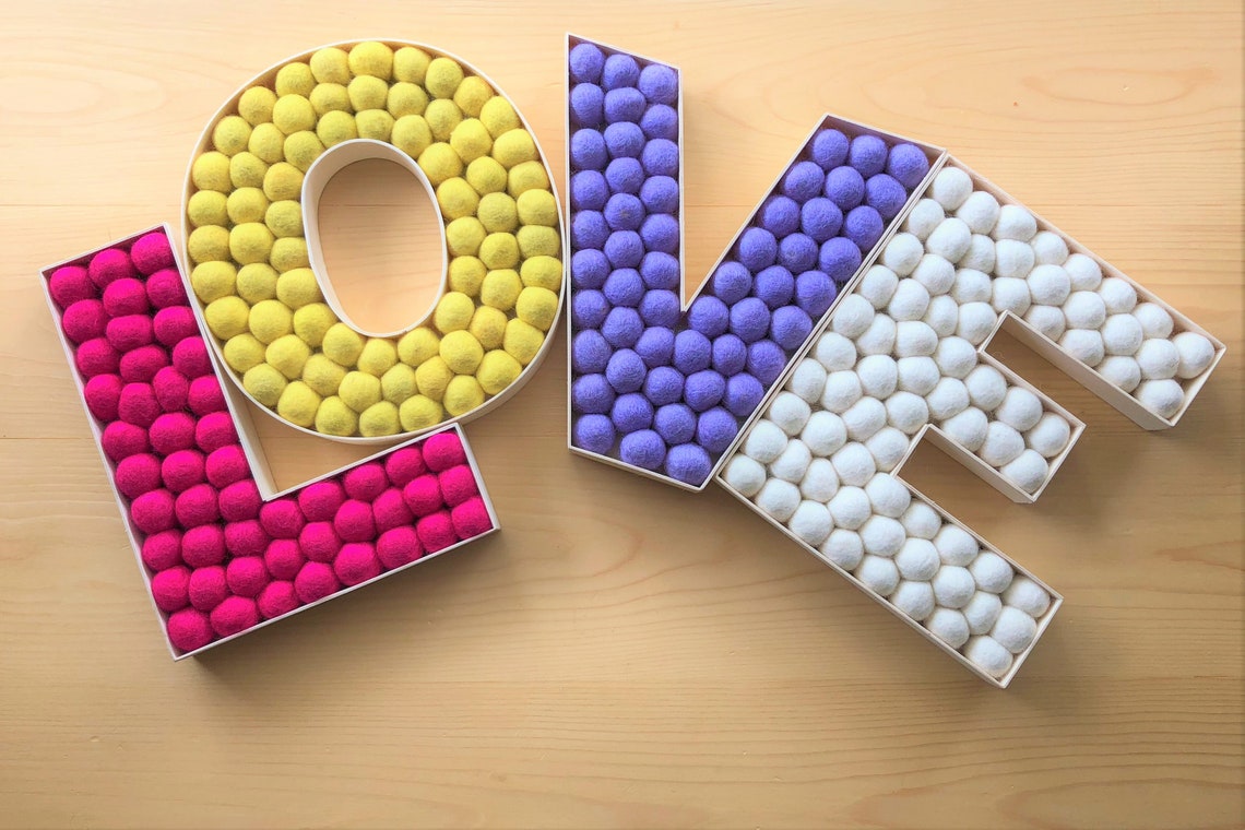 Customizable Felt Ball Letter L 3 Sizes Wall Hanging or - Etsy