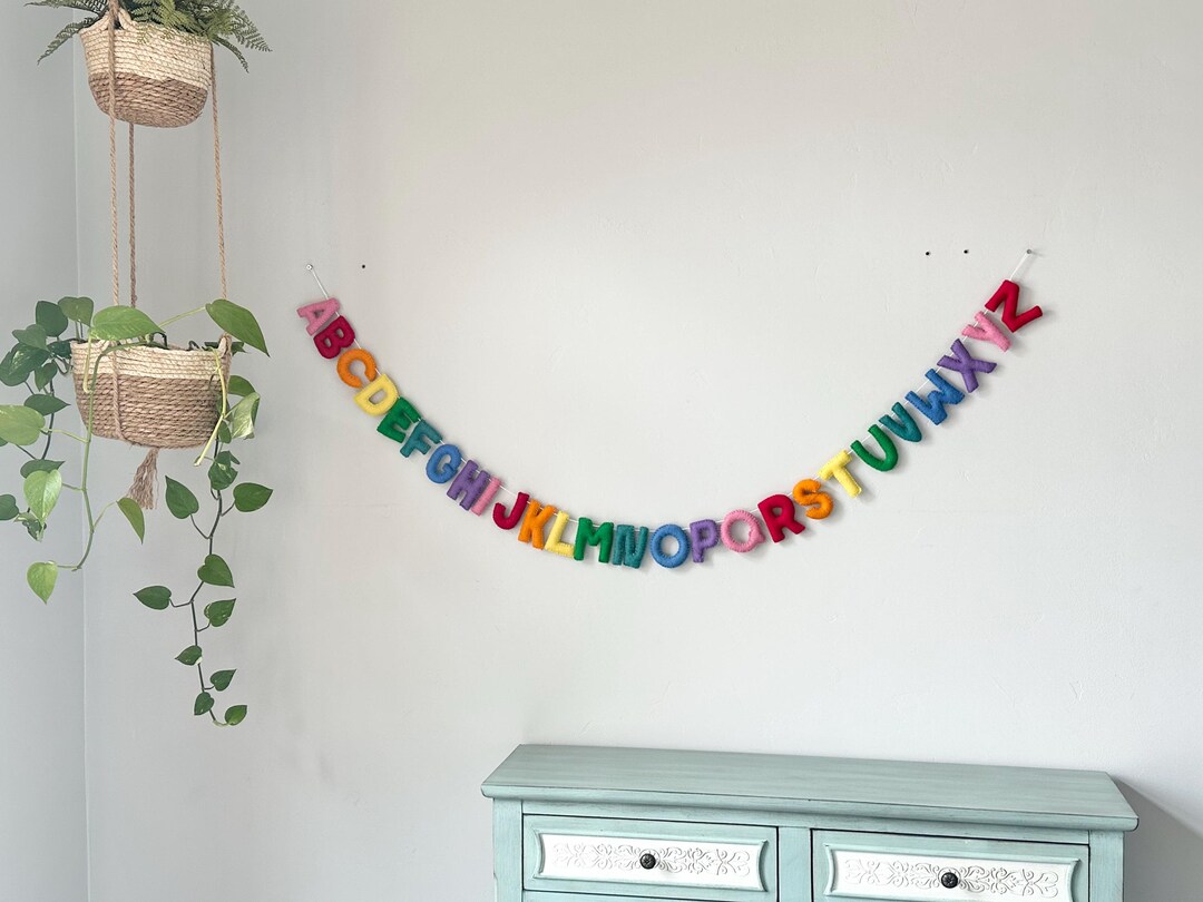 Rainbow Alphabet Felt Banner W/ Optional Felt Balls - Custom Abc's ...
