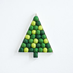 Customizable Felt Ball Christmas Tree - Shades of Green Wool Pom ...