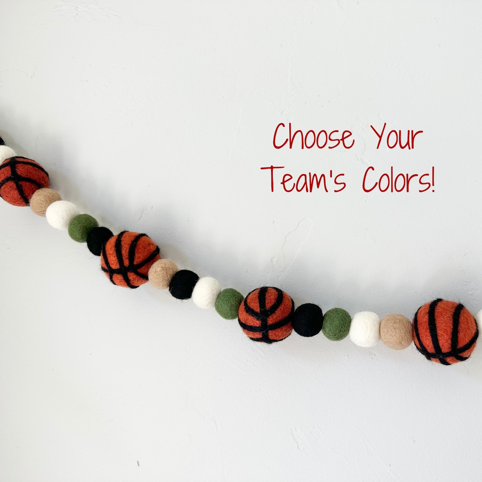Customizable Wool Basketball Fan Garland - Felt Basket Ball Bunting ...